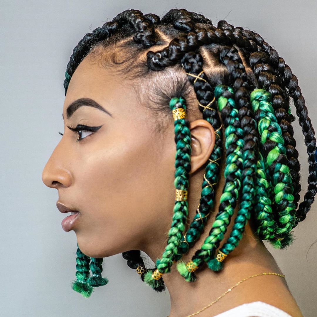 Dazzling Braids in the Color Green for Spring – A's Hair Blog
